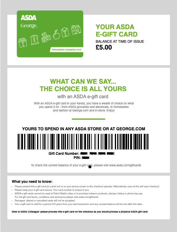 How To Redeem Your ASDA EGift Card Prezzee UK